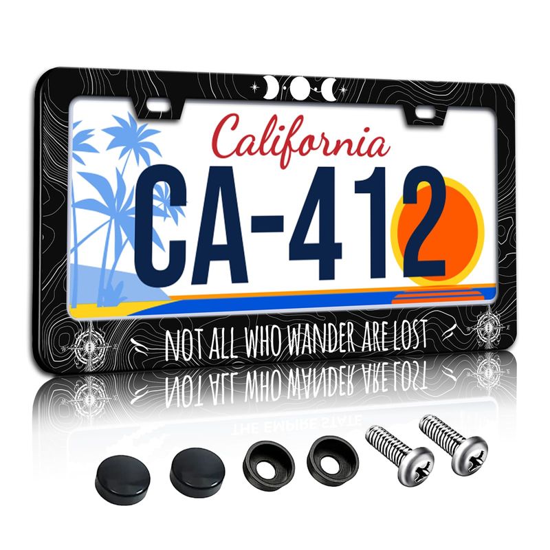 Not All Who Wander are Lost License Plate Frames Moon Phase License ...
