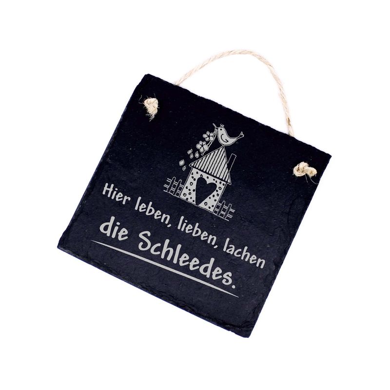 DEKO-LANDO Door Sign Engraved Name – Family Name Here Life Love ...