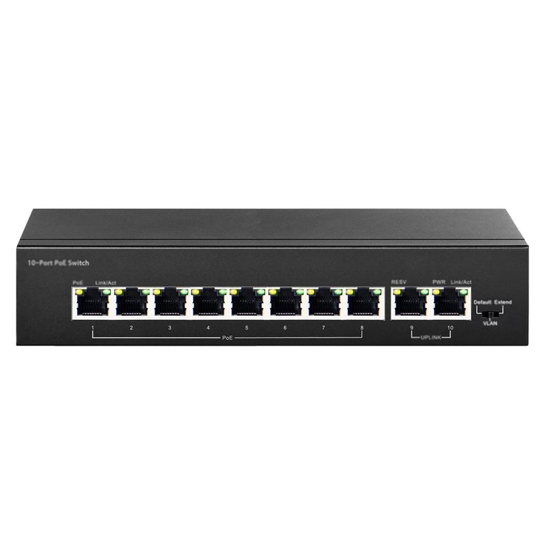PoE Switch, 8-Port 100Mbps with 2 Uplink ,96W for all PoE ports, AI ...