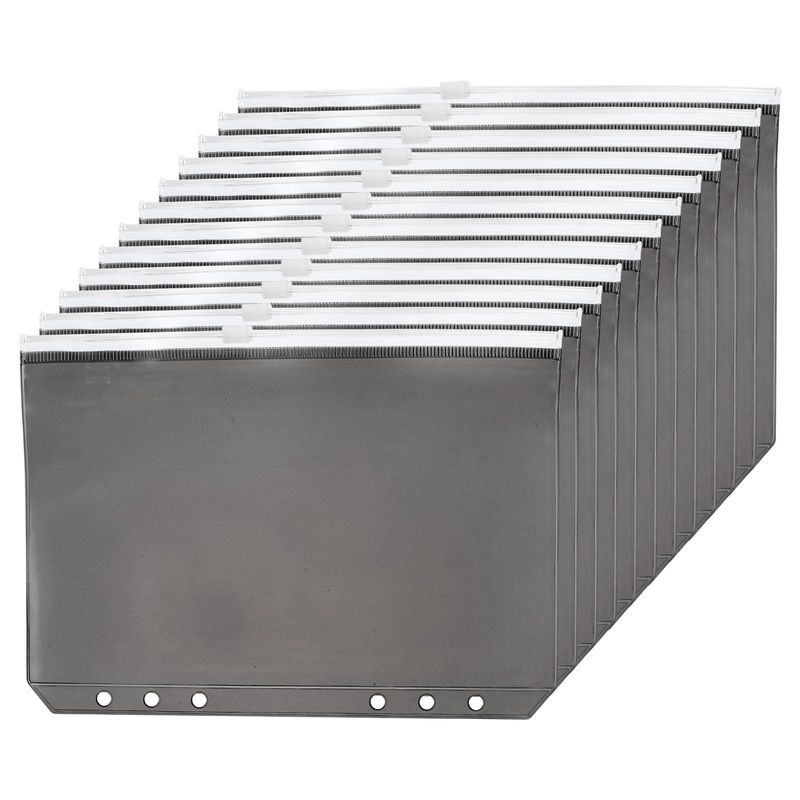 PATIKIL A5 Binder Pockets, Set of 12, PVC Zipper, Binder Pouches with 6 ...