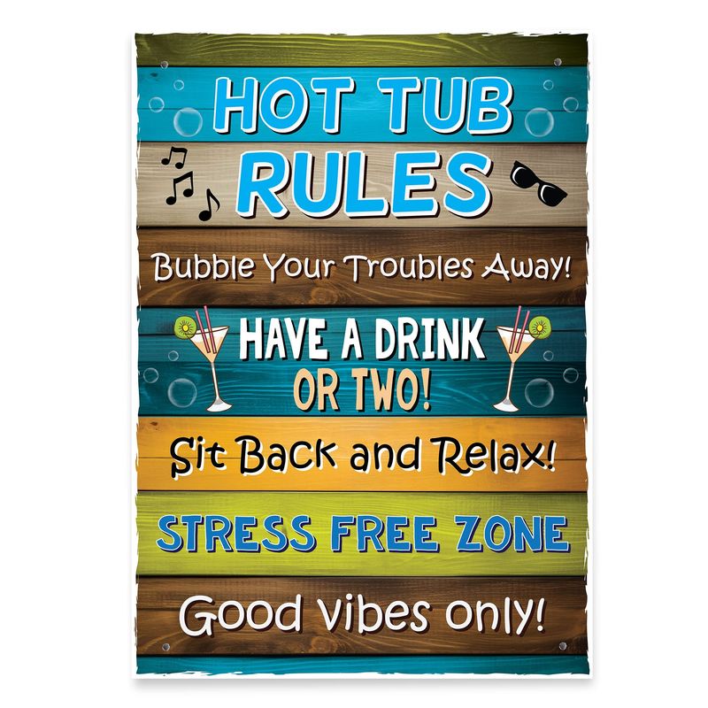 Red Ocean Funny Hot Tub Rules Wall Plaque - Novelty Hot Tub Outdoor ...