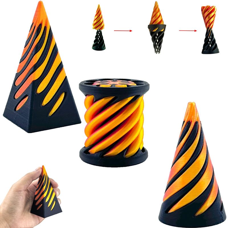 3 Packs Impossible Cone, Spiral Cone Fidget Toy 3D Printed Spiral Cone Toy, Pyramid Passthrough ...