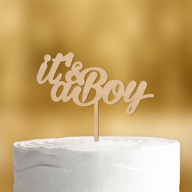 Cake Topper It's a Boy [in Cursive Writing] for Baby Shower - Wood 4 mm ...