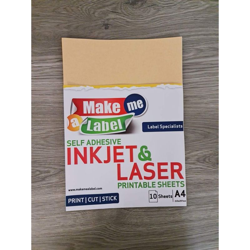 Premium A4 Light Brown Kraft Paper Self Adhesive Inkjet & Laser ...