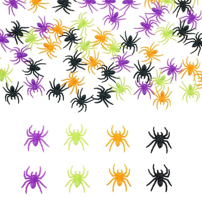SaktopDeco 100 PCS Colorful Plastic Spiders Small Realistic Spiders 4 ...
