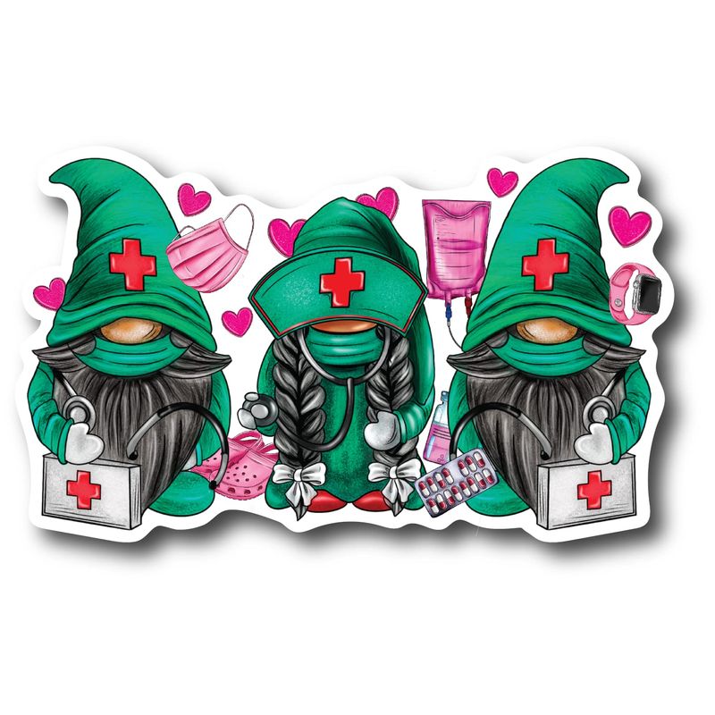 Nurse Gnome Vinyl Decal Bumper Sticker Stethoscope Accessories Medical ...