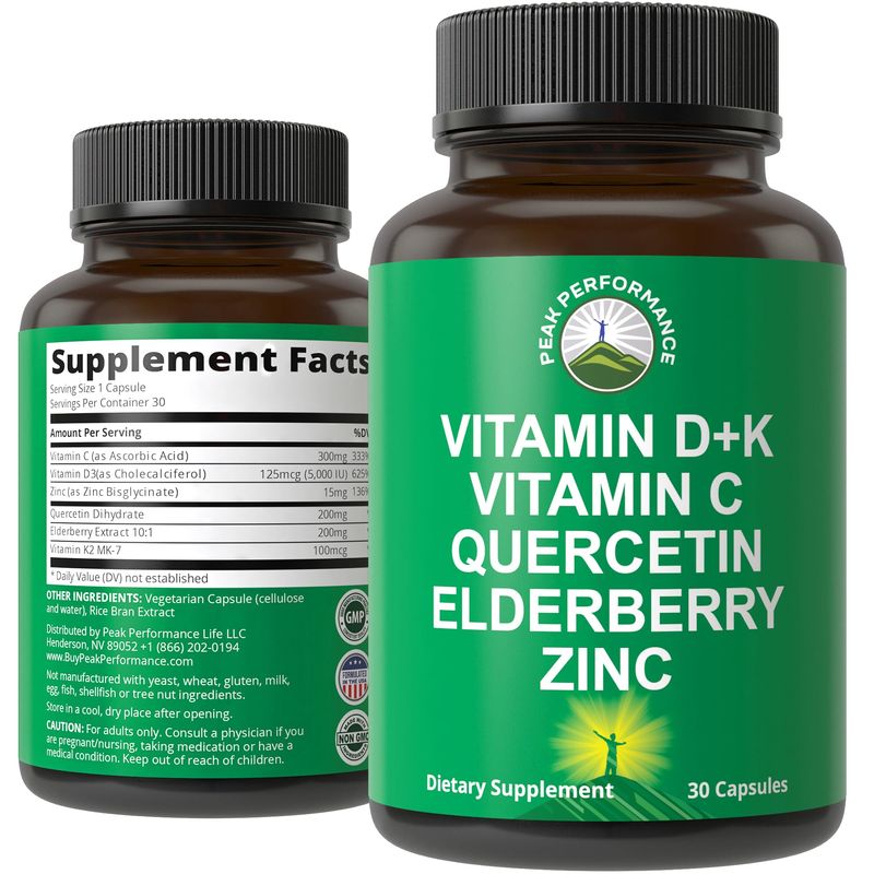 Immune Support Supplement with 6 Top Ingredients. Vitamin D3 K2 ...