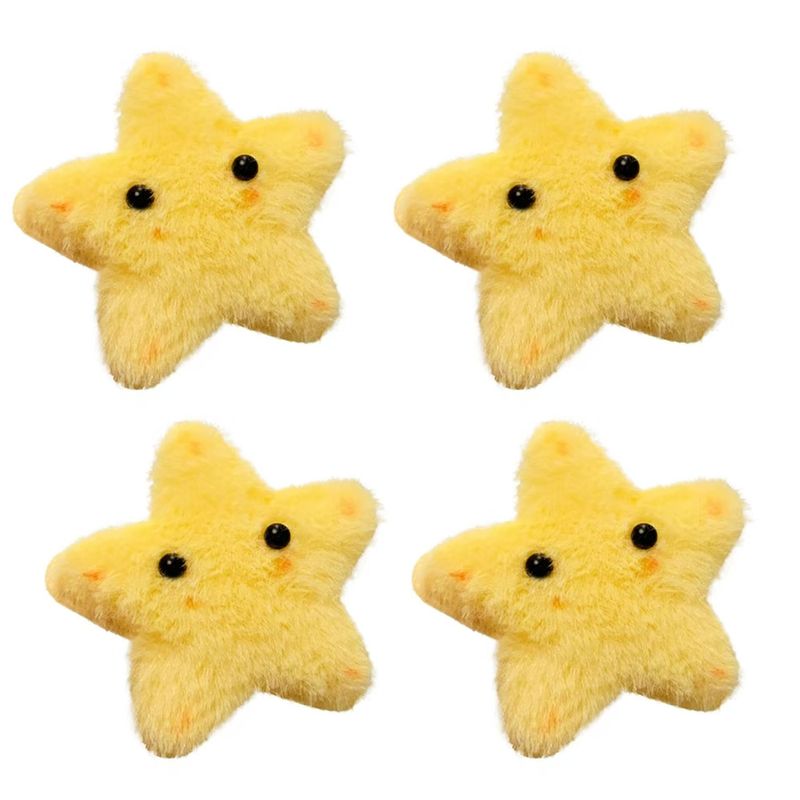 CRIZAN Yellow Plush Felt Plush Star Hair Clips Duckbill For Girls 4 ...