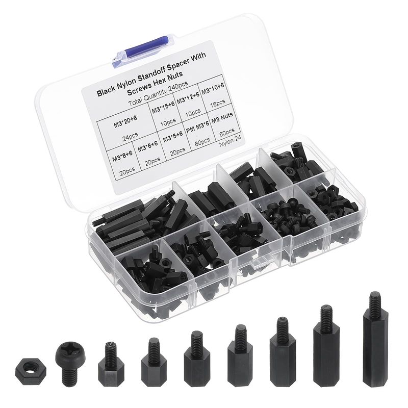PATIKIL M3 Male Female Nylon Hex Spacer Standoff Kit, 240Pcs ...
