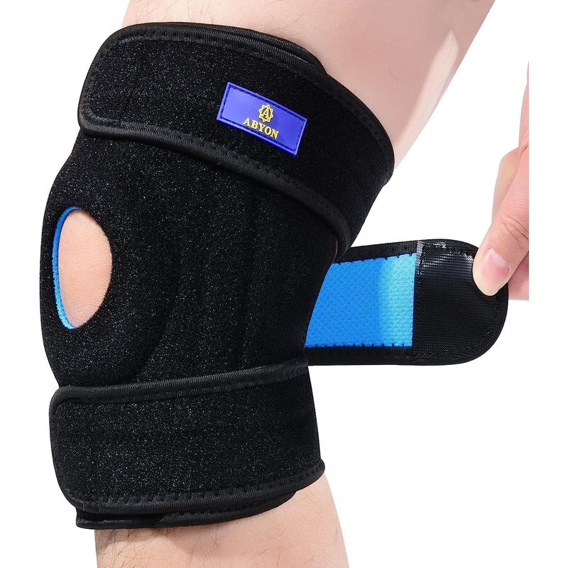 ABYON Knee Brace, Knee Support for Men Women with Side Stabilizers and Adjustable Straps, Open ...