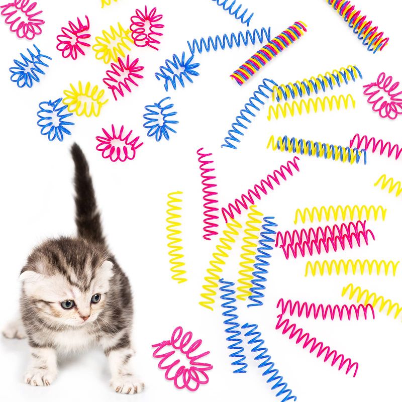 60 Pieces Thin Colorful Springs Cat Spiral Springs Interactive Cat Toys ...