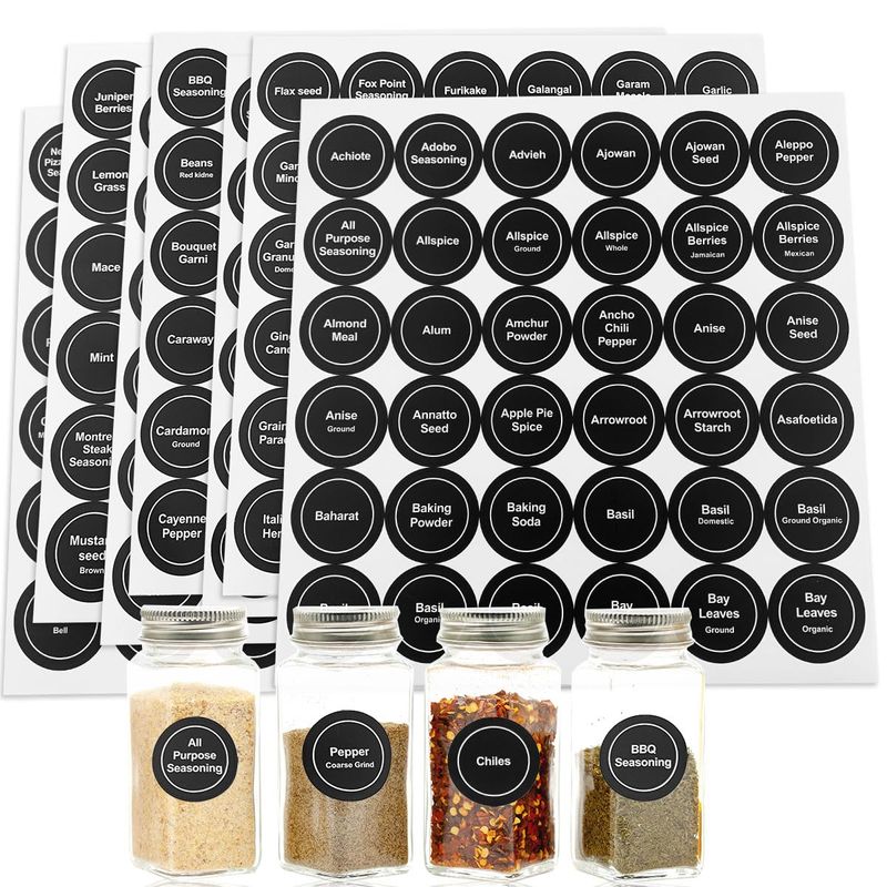 Spice Labels, 432Pcs Spice Labels Stickers 1.4in Waterproof Adhesive ...