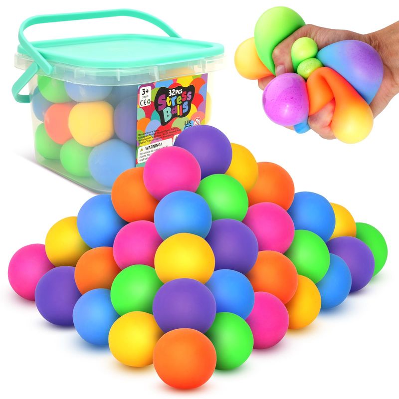 KLT Stress Balls Bulk for Kids and Adults: 32 Pack Mini Squishy Ball ...