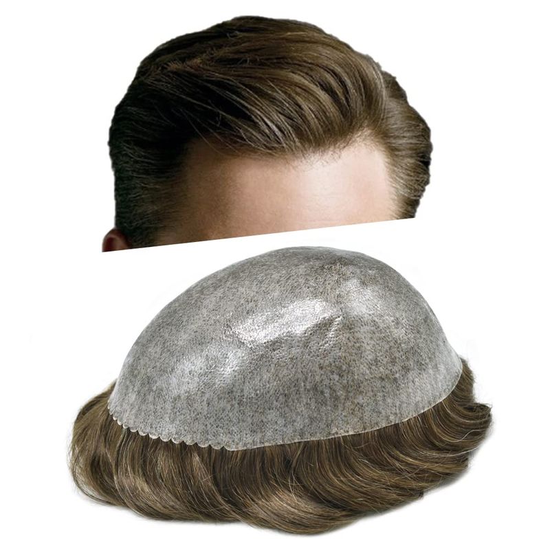 Hair Wonders Mens Toupee Men Hair System 0.1mm Full Poly Thin Skin ...