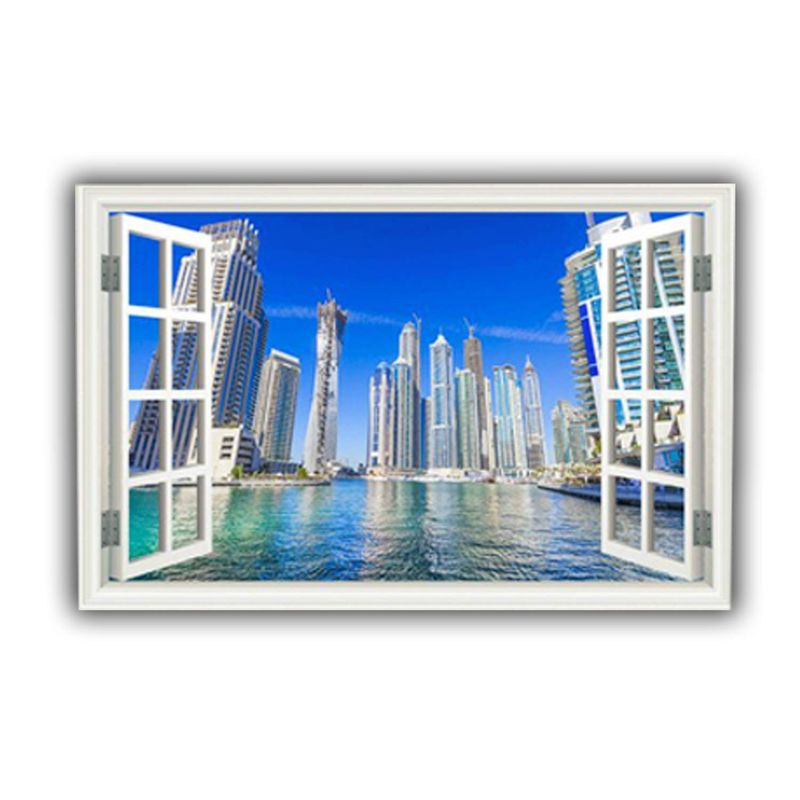 MySticky 3D Cityscape Fake Window Wall Stickers, Removable Vinyl Decal ...