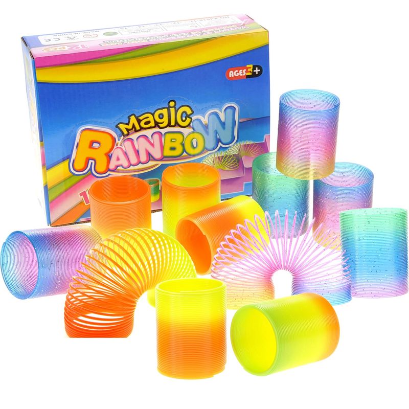PowerTRC 12 Pcs Slinky Toys for Kids Goodie Bag Stuffer Rainbow Slinky ...