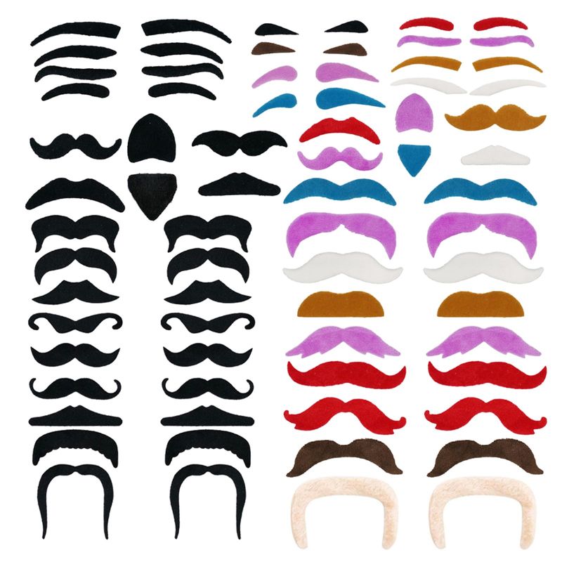 EQLEF Party Mustaches Self Adhesive, 60 Pcs Fake Moustache Eyebrows ...