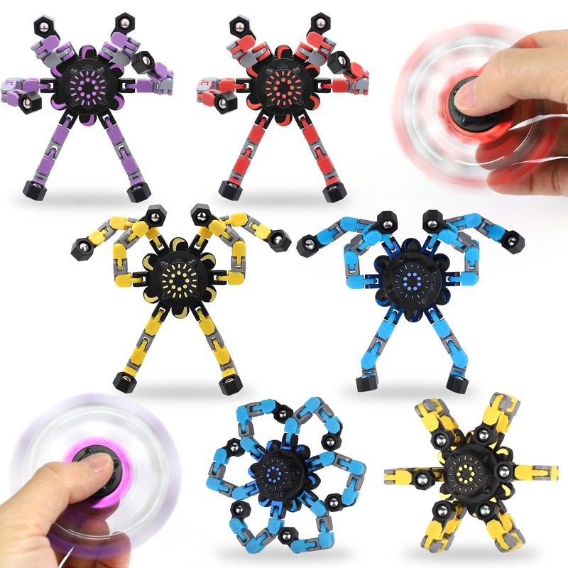 Transformer Chain Robot Fidget Spinner Toy 6 Pack, DIY Deformation ...