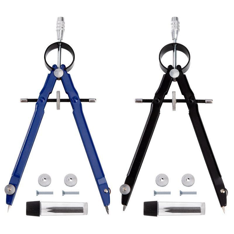 Professional Compass, 2 Pack Maths Drawing Precision Compass Geometry ...