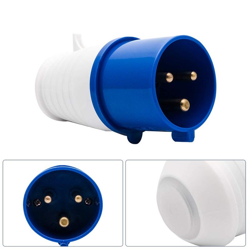 ExcInter 32A #023 240V 3Pin Blue Industrial Plug Sockets 2P+E ...