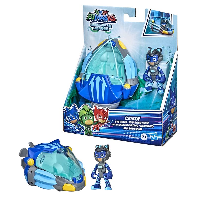 PJ Masks Underwater Heroes Catboy Action Figure and Sub Rover Vehicle ...