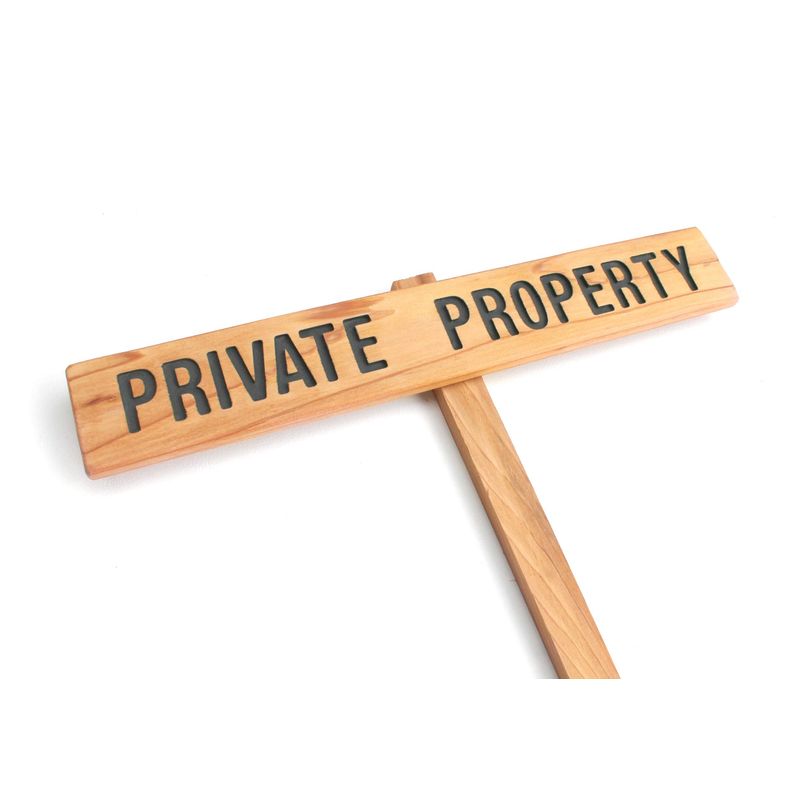 PRIVATE PROPERTY Sign, Cedar Wood Stake Marker, Routed Black Private ...