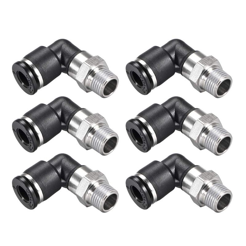 sourcing map Push to Connect Tube Fitting Male Elbow 6mm Tube OD X 1/8 ...