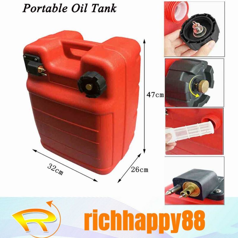 Portable 6.3 Gallon Outboard Boat Motor Gas Tank External Marine Fuel ...