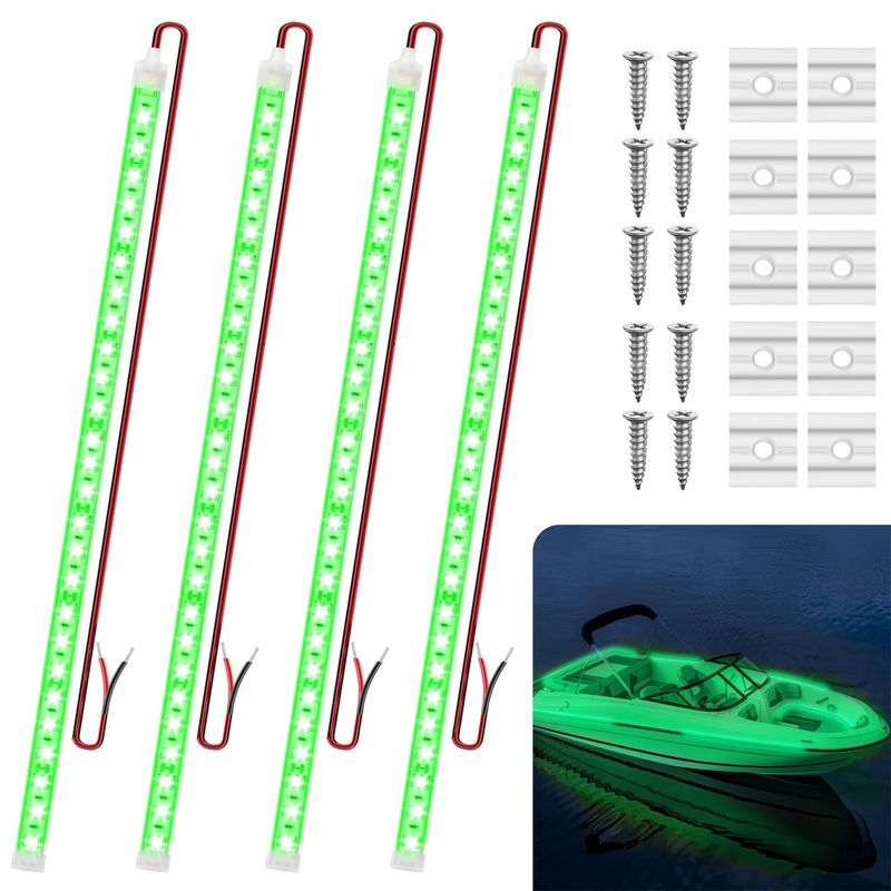 VIDLULTD Boat Marine Submersible Led Strip Lights, 4 Pcs 20 Inches 12V ...