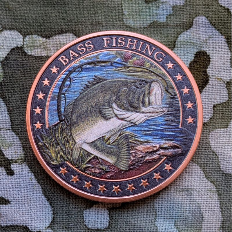 2025 1oz .999 Copper Colorized “Bass Fishing” Coin NEW-LIMITED EDITION ...