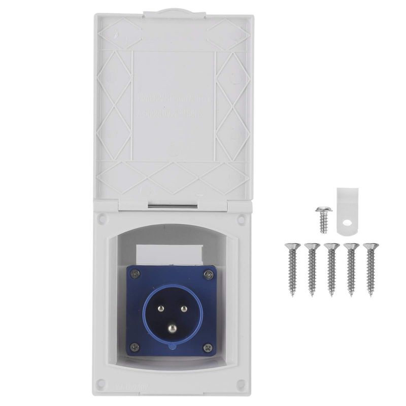 RV Plug Socket, 16A 220V‑240V Waterproof Power Outlet, External 3Pin ...