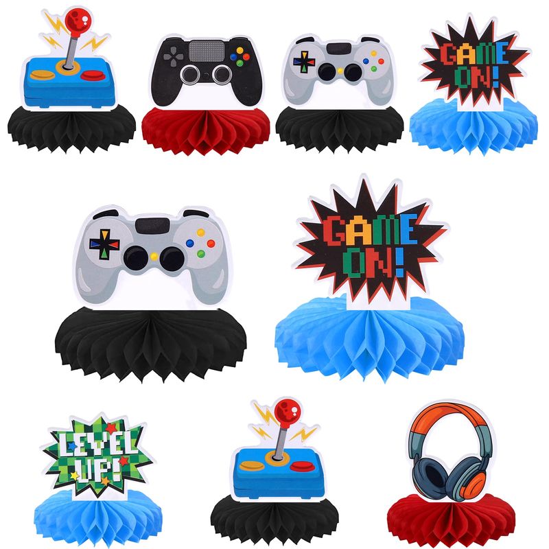 6 PCS Video Game Honeycomb Table Centerpiece Game On Controllers ...