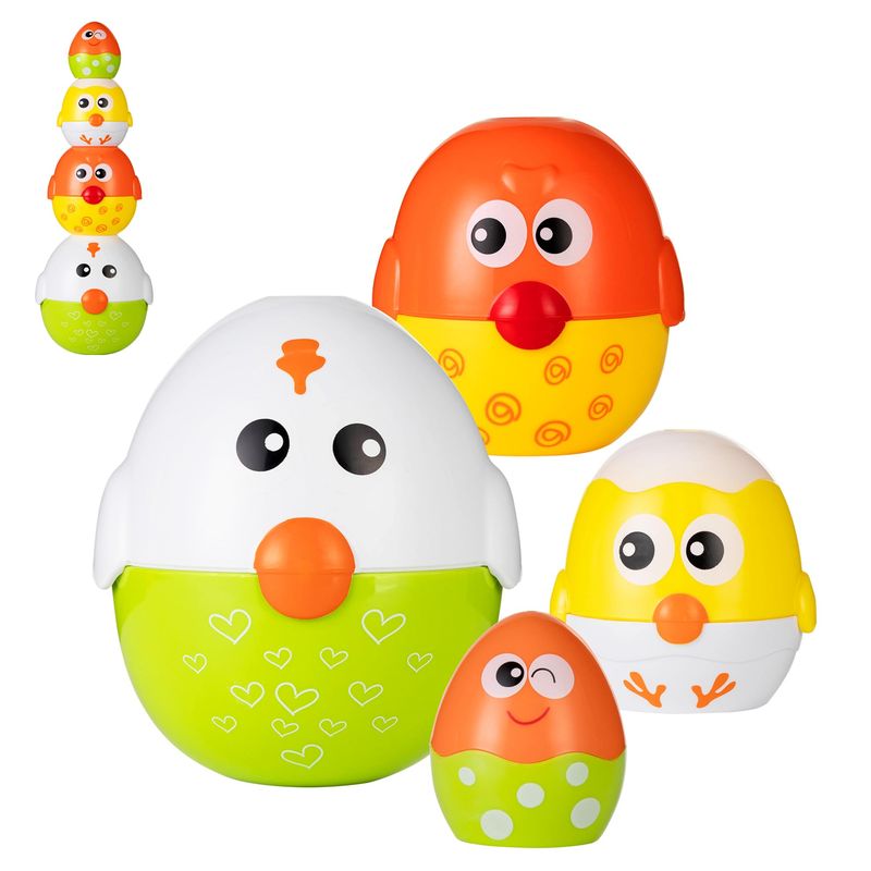 HIEMAO Easter Eggs Toys for Toddlers, Nesting Dolls & Stacking Eggs, 4 ...