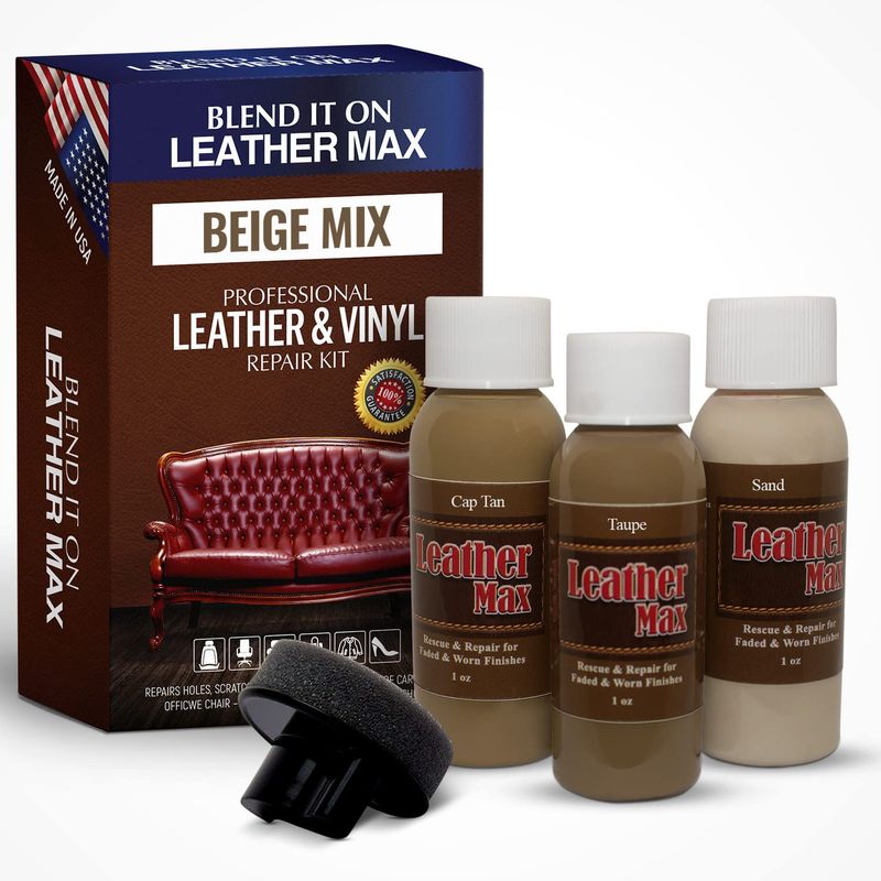 Leather Max Beige Mix - Vinyl and Leather Repair Kit - Restorer of Your Furniture, Jacket, Sofa ...