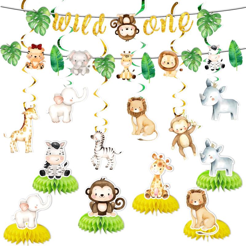 19pcs Wild one Birthday Party Supplies,Wild one Banner,Wild one animal ...