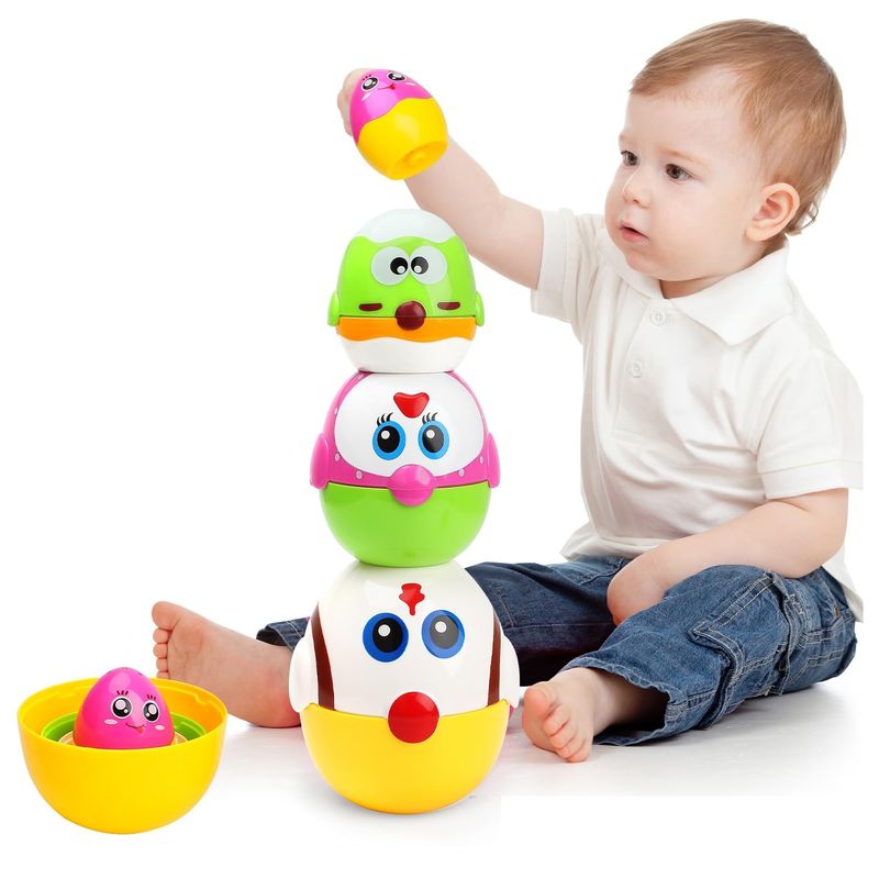 Easter Egg Toys Basket Stuffers for Toddler, 8 Pcs Nesting & Stacking ...