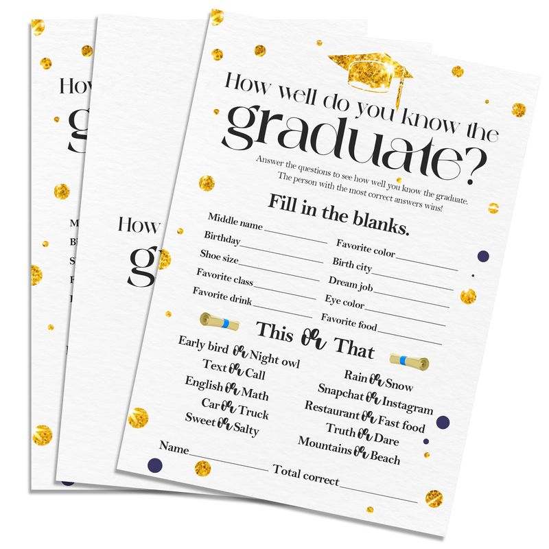 FRRCREU 20 Pcs Graduation Game Card Class of 2025, How Well do You Know ...