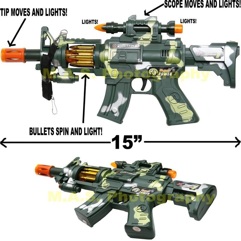 Rifle Gun Toy, FX Sounds & Lights, Moving Bullets, Army Pretend Play ...