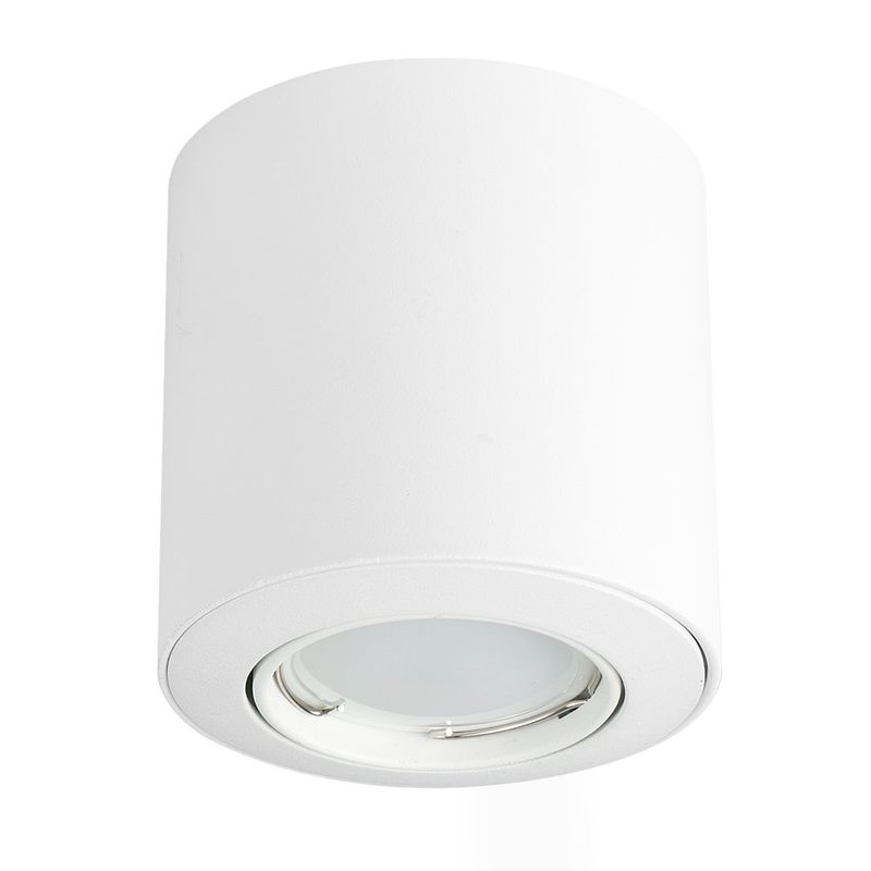 MiniSun | GU10 Gloss White Tiltable Surface Mounted Ceiling Spotlight ...