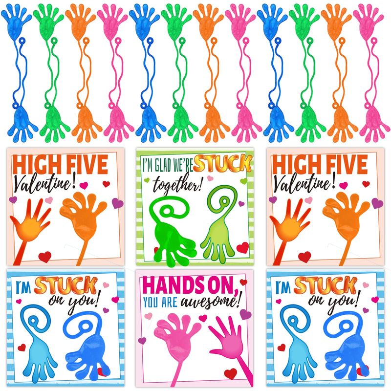 36 Pack Valentines Day Sticky Hands for Kids, Slappy Hands Sticky Toy ...
