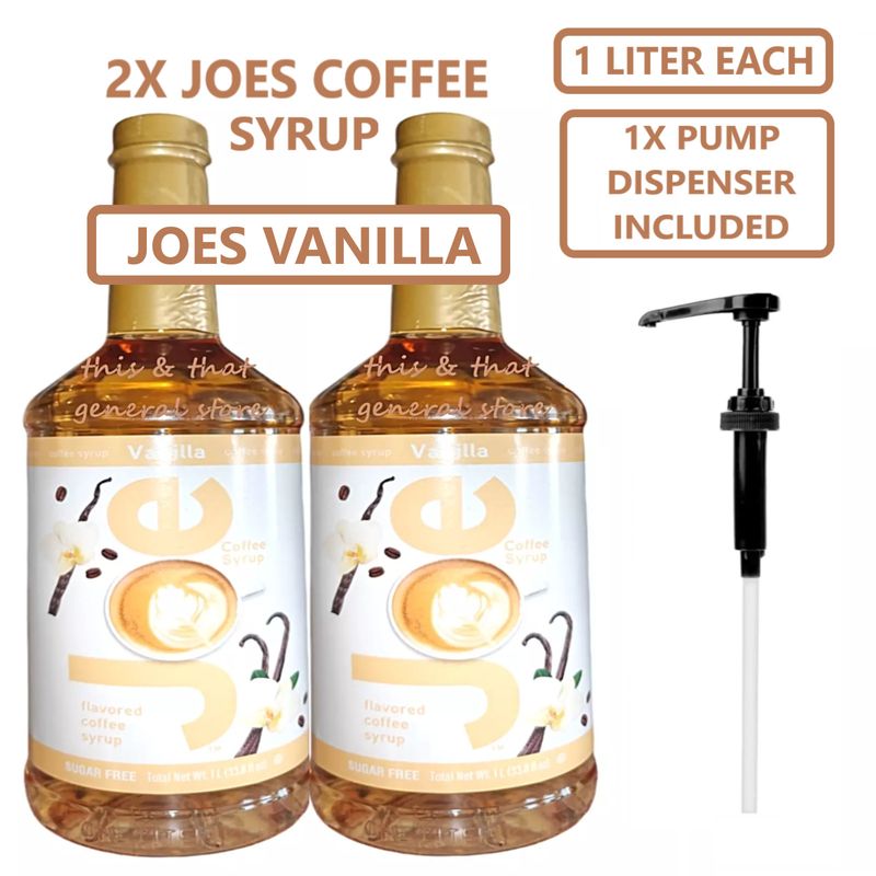 2 LITERS SUGAR FREE VANILLA +1 PUMP DISPENSER by JOES COFFEE SYRUP ...
