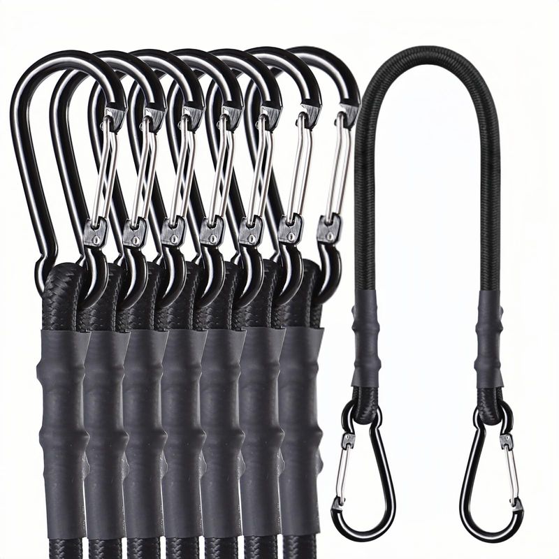 Carabiner Bungee Cords 2 ft Bungie Strap with Clips for Camping,Kayak ...