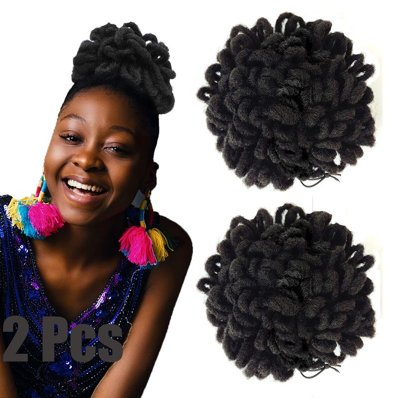 Abellee 2Pcs Loc Buns For Black Women 8Inch Loc Petal Bun Afro High ...