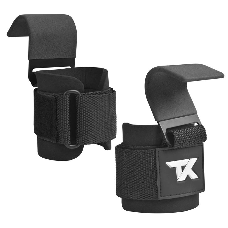 Heavy Duty Deadlifting Straps – Black – Steel Hooks with Padded Wrist ...