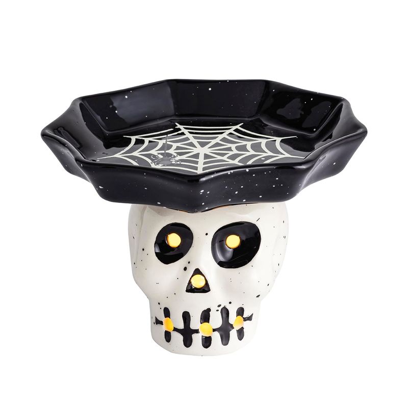Mud Pie Halloween LED Skeleton Glow in the Dark Candy Pedestal - Online ...