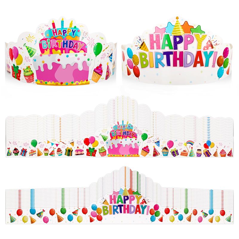 Atiloy 30 Pieces Birthday Crowns for Classroom Adjustable Cute Happy ...