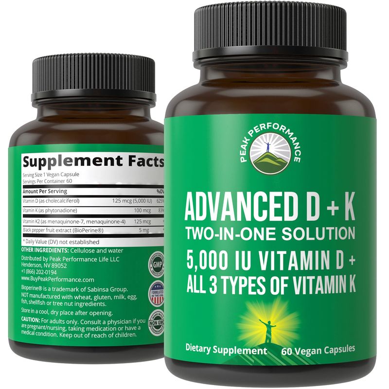 Peak Performance Advanced Vitamin D 5000 IU with All 3 Types of Vitamin ...