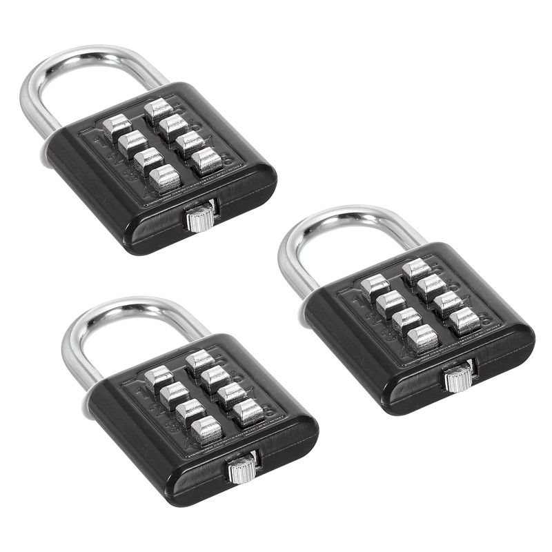 PATIKIL 8 Digit Button Combination Padlock, 3 Pack 4 Position Locking ...