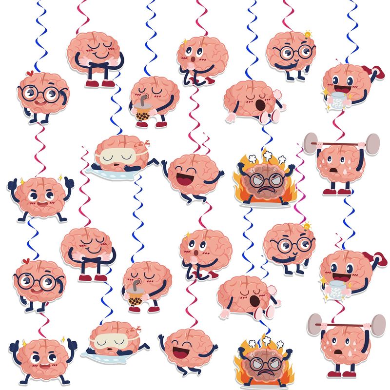 24 Pieces Brain Hanging Swirls Funny Brain Streamers Cute Hanging ...