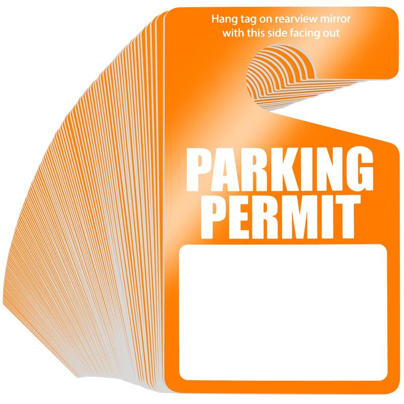 100 Pack Parking Permit Hang Tags Plastic Parking Placards PVC Hang Tag ...